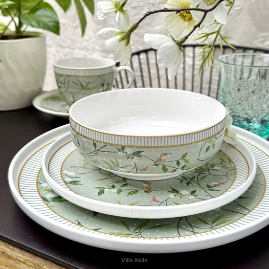 Serwis obiadowy porcelanowy na 6 osób NORIKO GREEN | Sklep Villa Italia